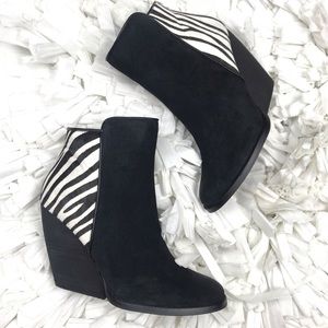 Very Volatile | Shoes | Black Zebra Print Pony Hair Leather Wedge ...